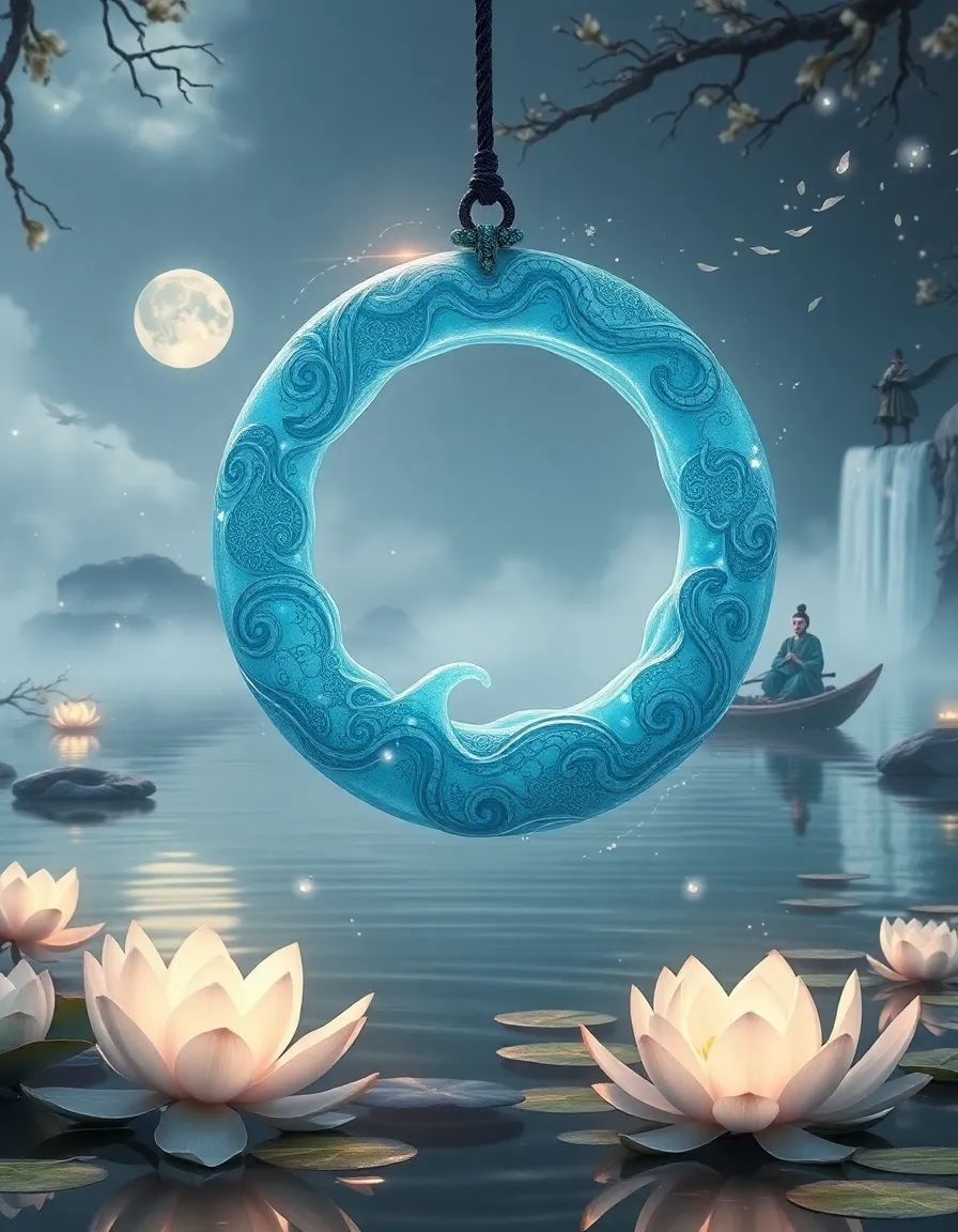 GenTube | Swiping: in a serene xianxia setting, a tranquil lake hangs ...